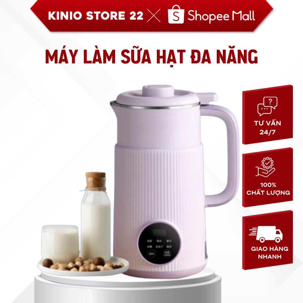 Máy Làm Sữa Hạt Đa Năng KINIO, Hẹn Giờ Thông Minh Công Suất 600W, Dung ...