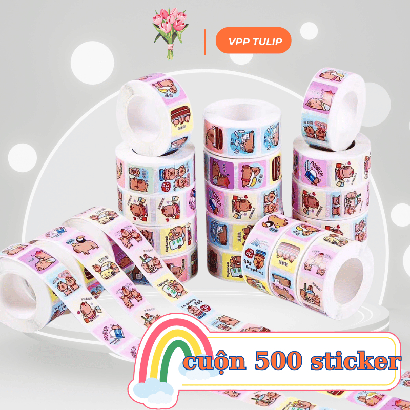 500 Sticker Capybara/Kapibara hot trend 1 cuộn | Shopee Việt Nam