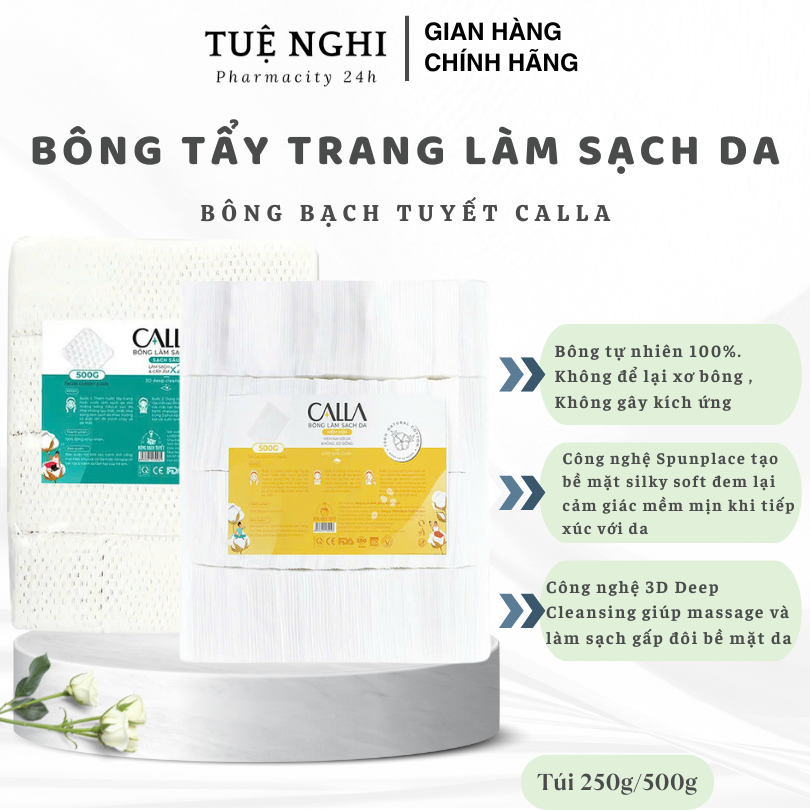 Bông Tẩy Trang Calla Bông Tẩy Trang Bạch Tuyết , Mềm Mịn Sạch Sâu Gói 250g/500g | Shopee Việt Nam