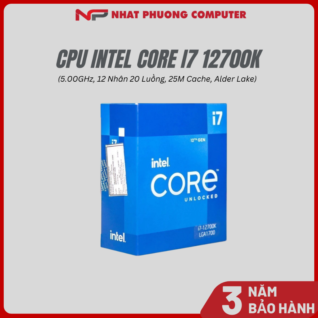 CPU Intel Core i7 12700K (5.00GHz, 12 Nhân 20 Luồng, 25M Cache, Alder Lake) - Mới Bảo Hành 36 ...