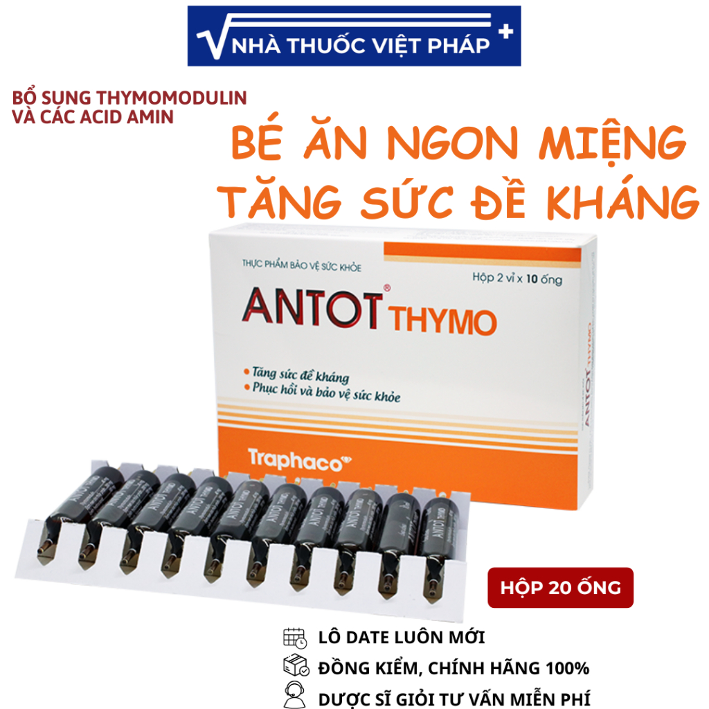 Antot Thymo Traphaco hỗ trợ ăn ngon, tăng cường sức đề kháng (2 vỉ x 10 ...