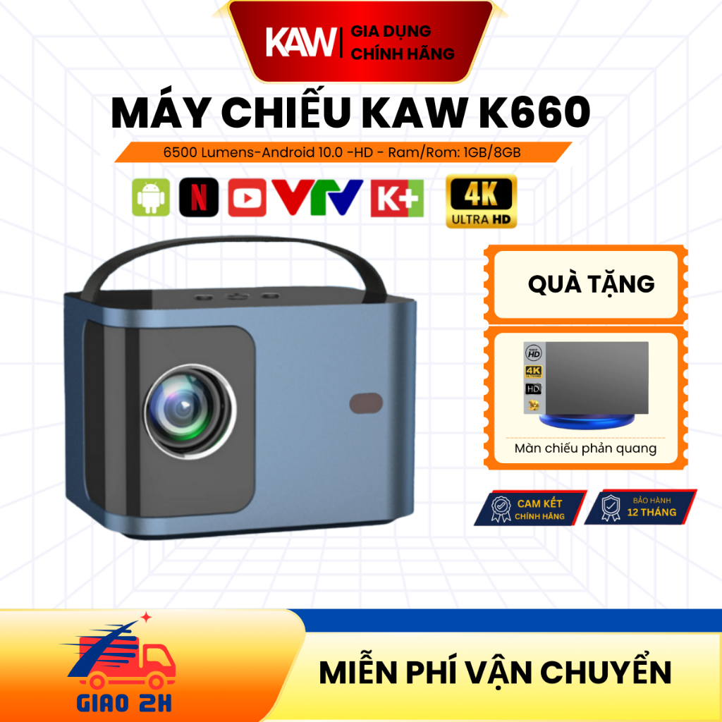 Máy Chiếu Mini SWI/KAW K660 4K Siêu Nét Full HD, Xem Phim, Giải Trí, Dạy Học Văn Phòng Có Quai ...
