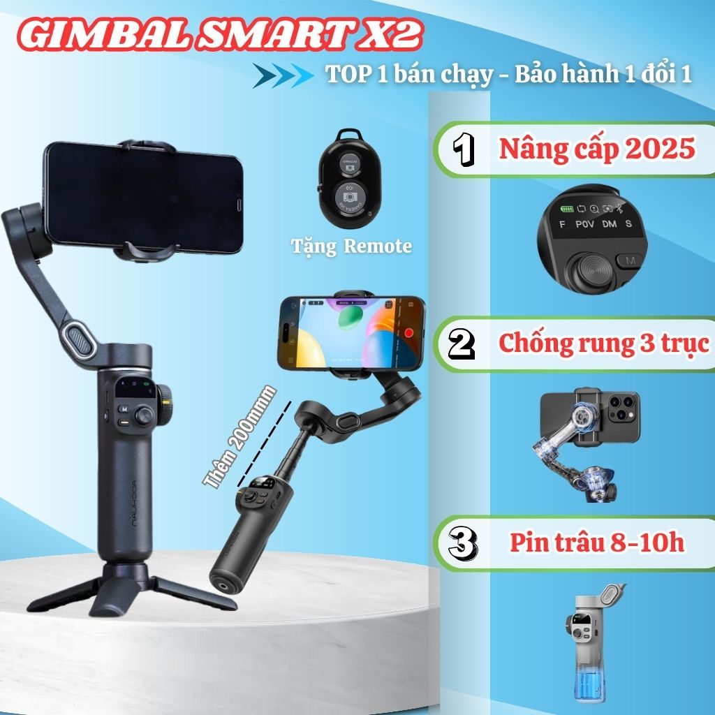 Gimbal chống rung điện thoại cao cấp chính hãng AOCHUAN Smart X2 2025 ...