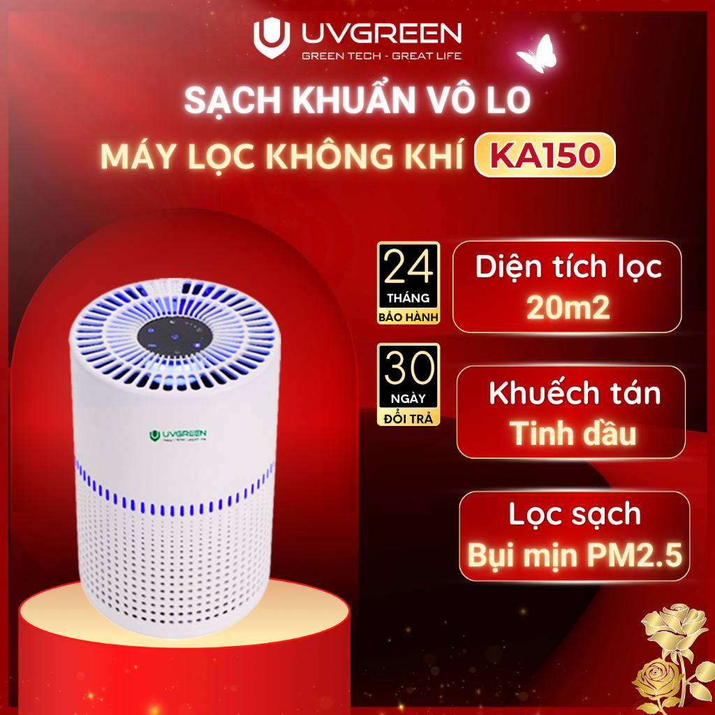 Máy Lọc Không Khí Diệt Khuẩn UVGREEN KA150-UVC LED,Tinh Dầu,Lõi Lọc HEPA H13, Bảo Hành 24T ...