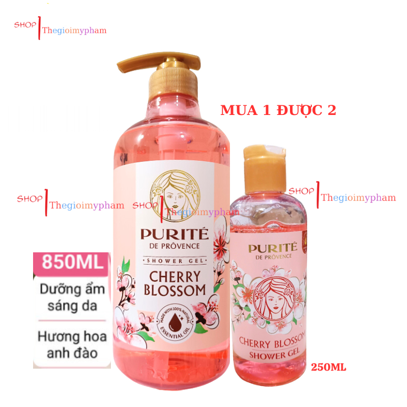 [Kèm tặng hoặc trơn]Sữa Tắm Purité ,Purite Hương Anh Đào/Hoa Hồng 850ml ...