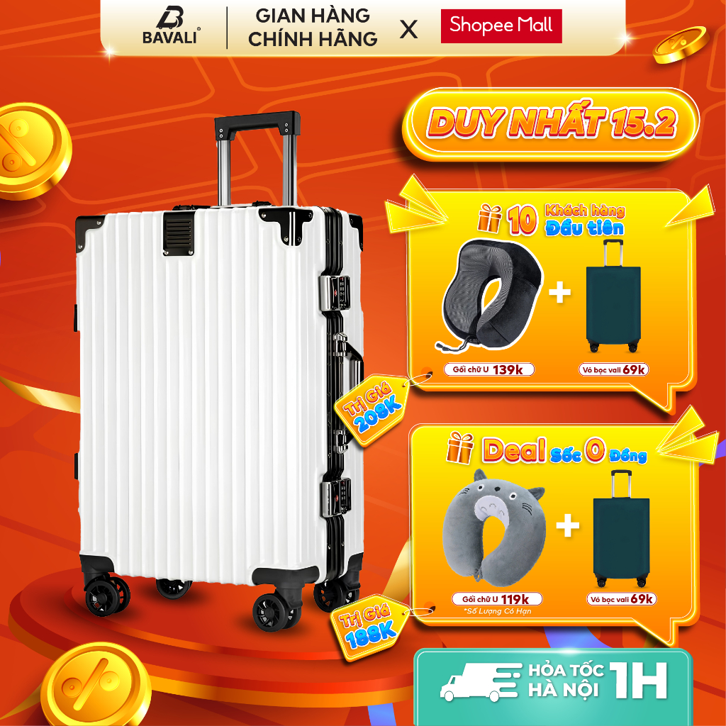 Vali Khung Nhôm Bavali BCT9034 Size 20/24/28 Cao Cấp Bịt 4 Góc Chống Va ...