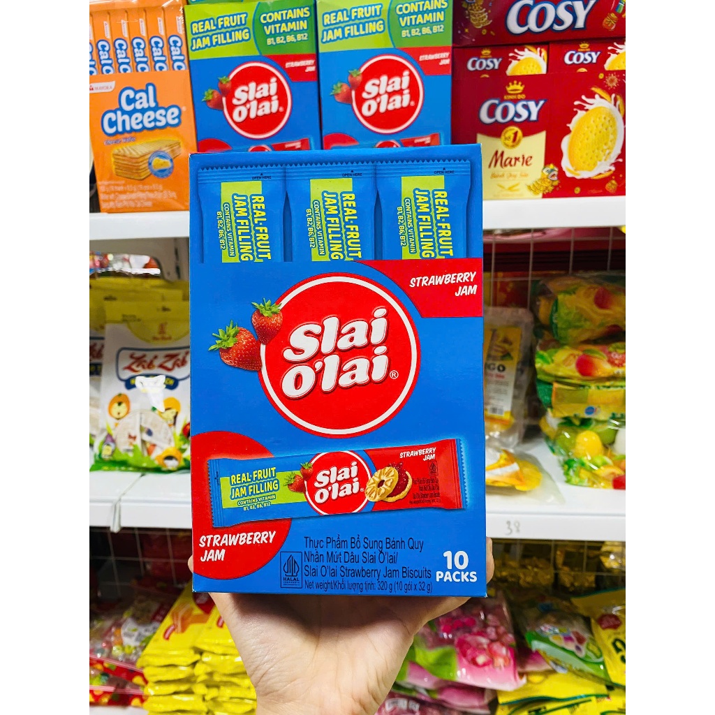 Bánh Quy Nhân Mứt Dâu Slai Olai Hộp 320g (10 gói x32g) | Shopee Việt Nam