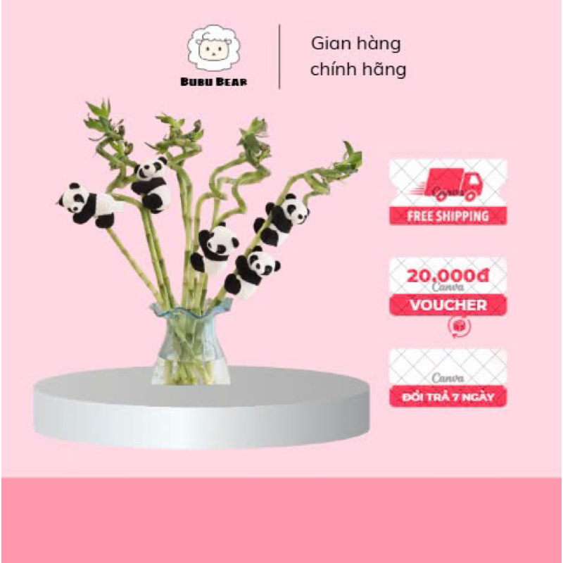 Gấu trúc mini ngộ nghĩnh 10cm - Vải mịn, bông nhồi êm ái, màu đen trắng ...