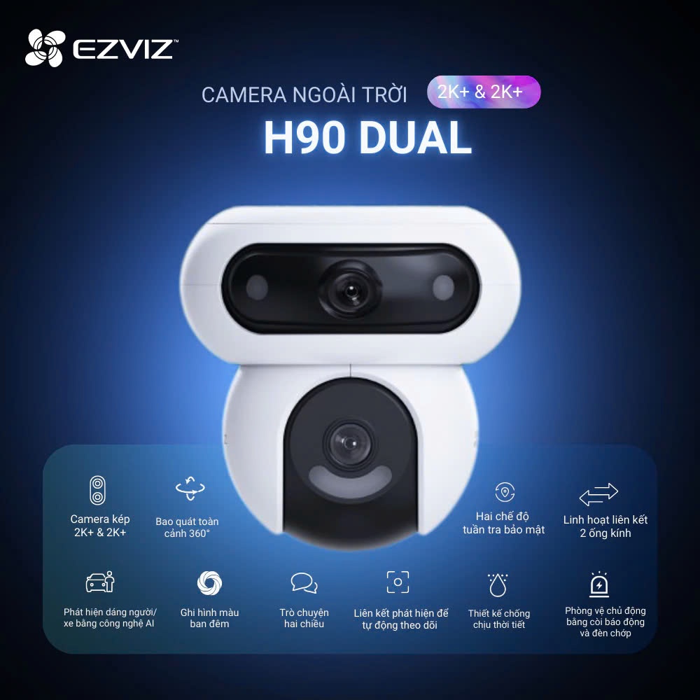 Camera WiFi 2 Mắt EZVIZ H90 Dual 2K+ (4MP + 4MP), H9C 3K 5MP Ngoài Trời ...