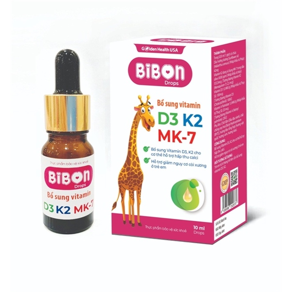 BIBON DROPS D3, K2, MK-7 Golden Health USA Giúp hấp thu calci | Shopee ...