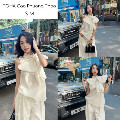 Set Nơ Cổ Lọ Quần Suông Trắng By TOHA CPT | Shopee Việt Nam