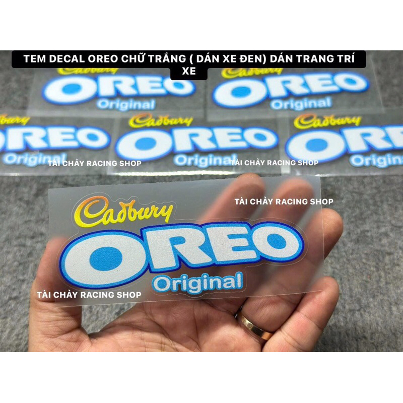 [ 1 TEM ] TEM DECAL OREO CHỬ TRẮNG ( DÁN XE ĐEN ) DÁN TRAG TRÍ XE ...