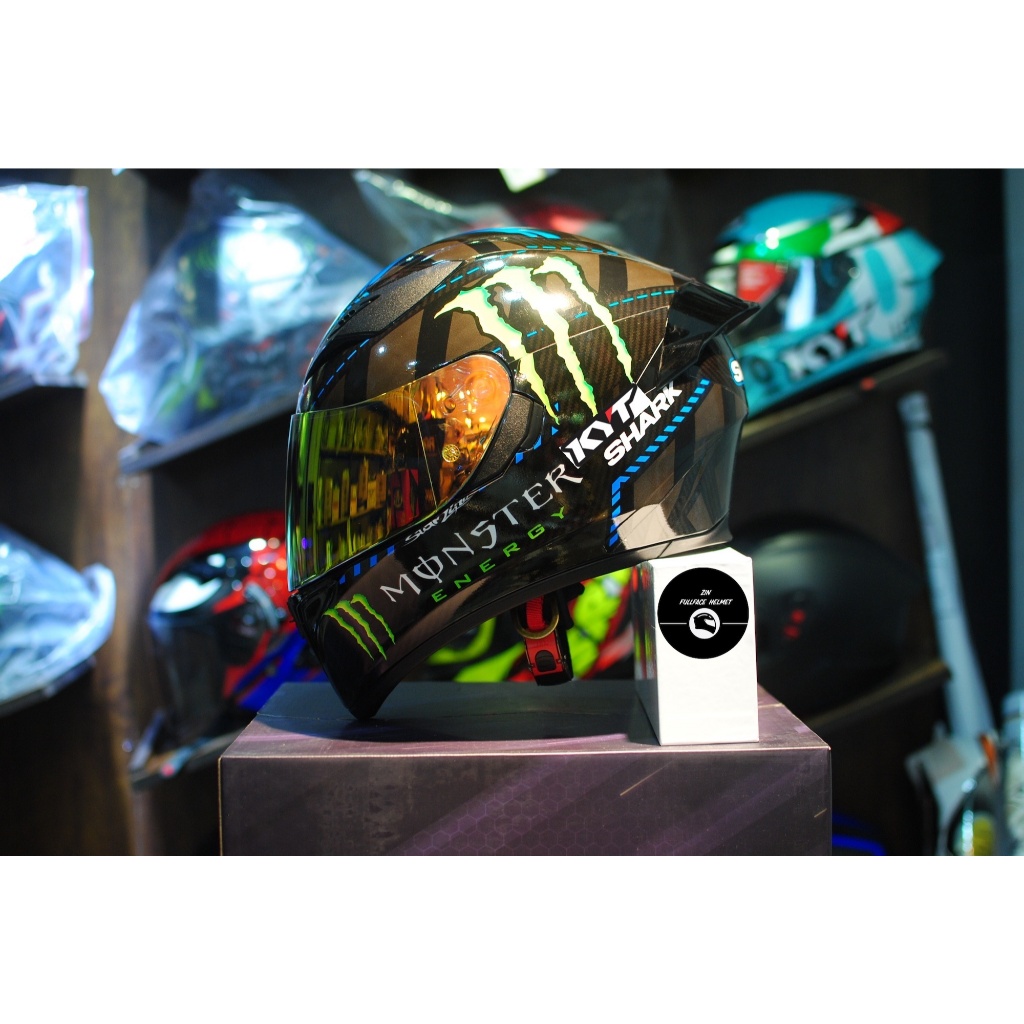 Mũ bảo hiểm Fullface Royal M138 tem KYT Monster xanh carbon Helmet ...