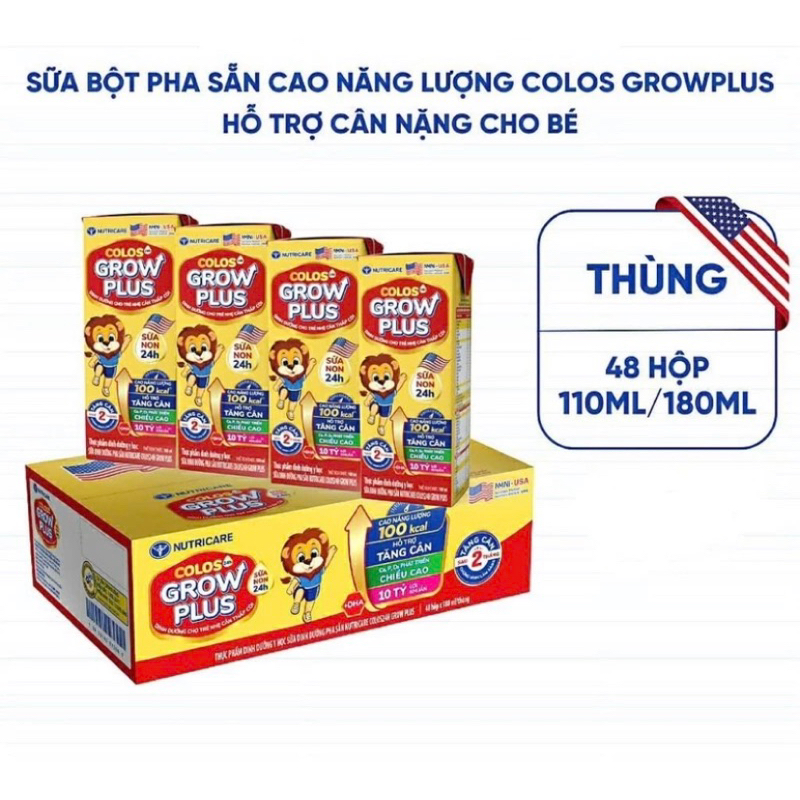 [Có Thẻ Cào] Thùng 48 Hộp Sữa Pha Sẵn 110ml/ 180ml Nutricare Colos 24h Grow Plus. | Shopee Việt Nam