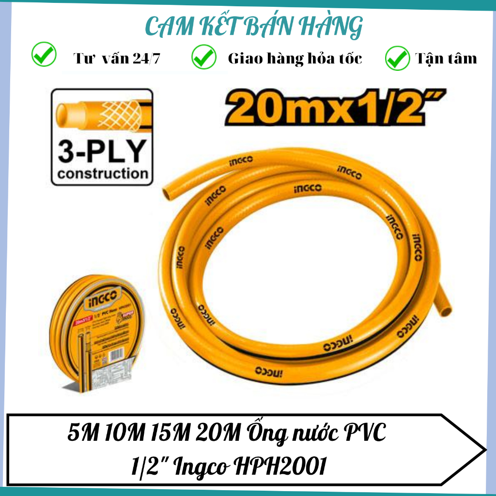 Ống nước PVC 20m 1/2inch INGCO HPH2001 , ống nhựa PVC Mức bùng nổ 300 ...