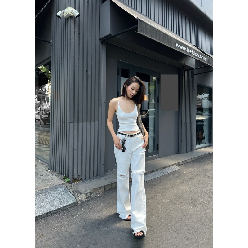 GOMHOUSE Jean tua lai - rách gối [Hàng sẵn - Hoả tốc - Ảnh/ clip thật ...