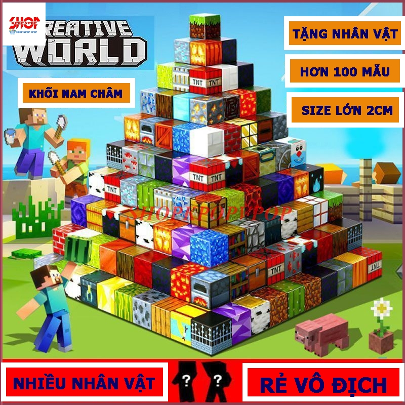 Minecraft nam châm 300 viên tặng kèm nhân vật cho bé khối minecraft nam ...