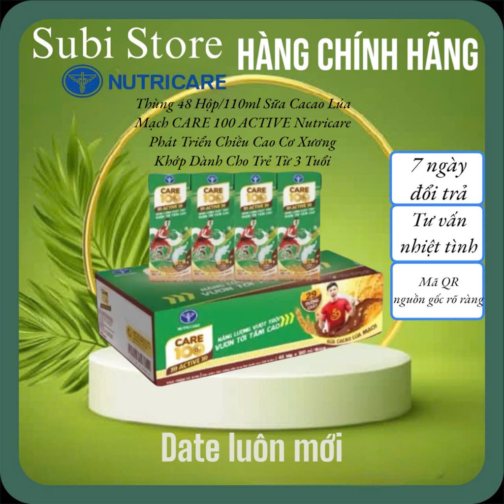 Thùng 48 Hộp Sữa nước Nutricare Care 100 Active 110ml Ca Cao Lúa Mạch ...