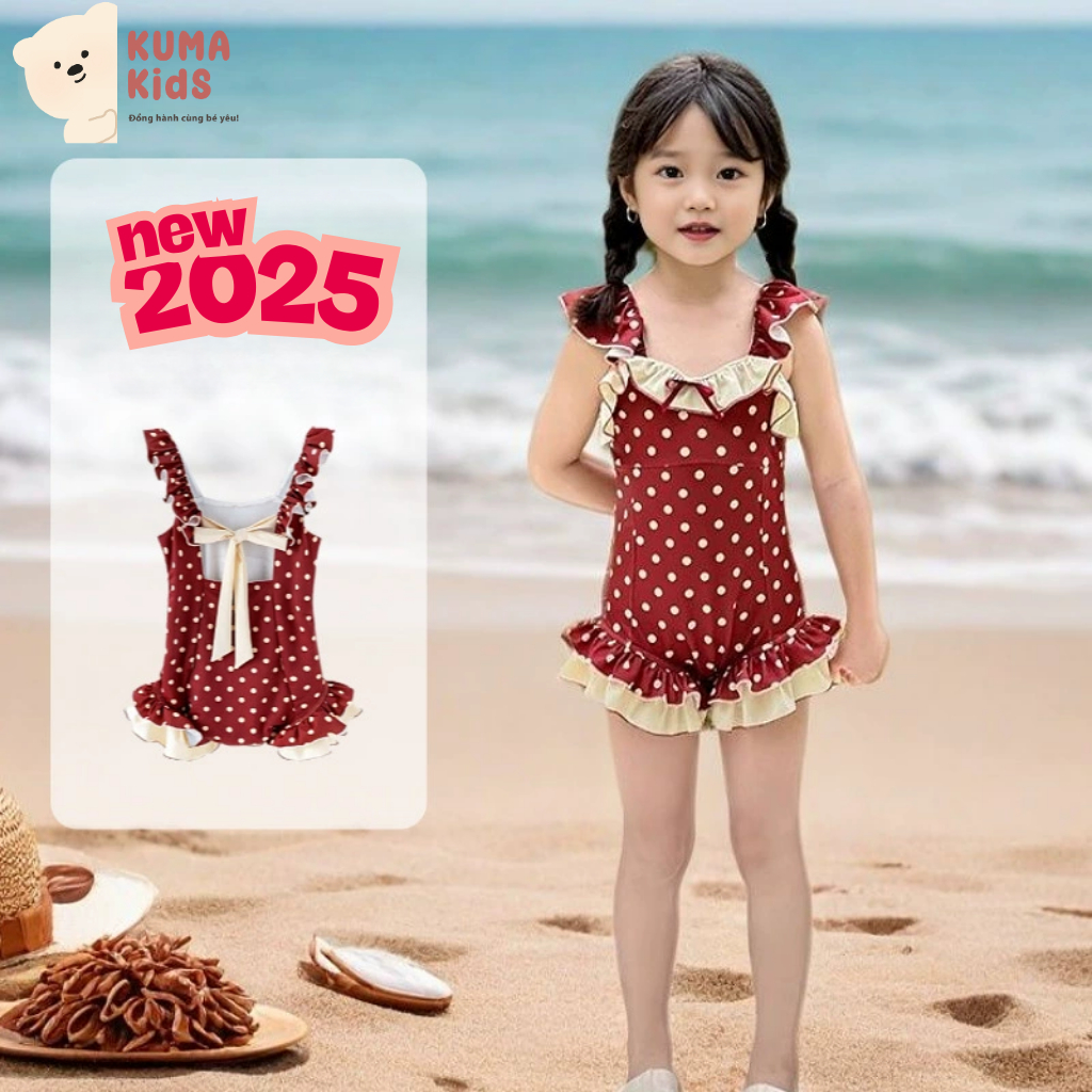 Đồ Bơi Bé Gái Liền Thân Viền Bèo Kuma Kids Bikini 1 Mảnh Dễ Thương Cho Bé Từ 10-25kg KDB05[TẶNG ...