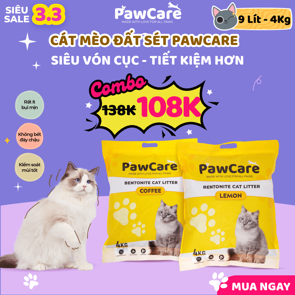 [SALE SỐC] Mua 2 chỉ 108K - Combo 2 Cát mèo đất sét siêu vón trong 3s, khử mùi - Cát vệ sinh cho ...