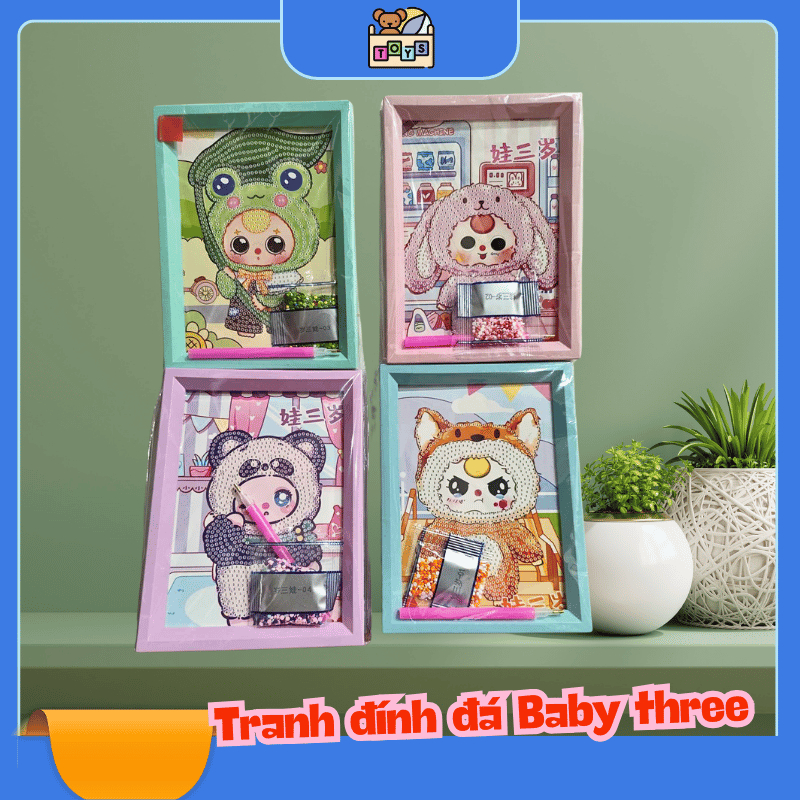 Tranh hoạt hình sáng tạo DIY tranh đính đá Baby Three nhiều màu sắc cho ...
