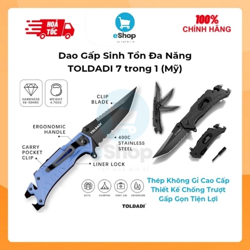 Dao Gấp Sinh Tồn Đa Năng TOLDADI 7 Trong 1 (Hàng À Má Zôn) Thích Hợp Dã Ngoại, Camping ...