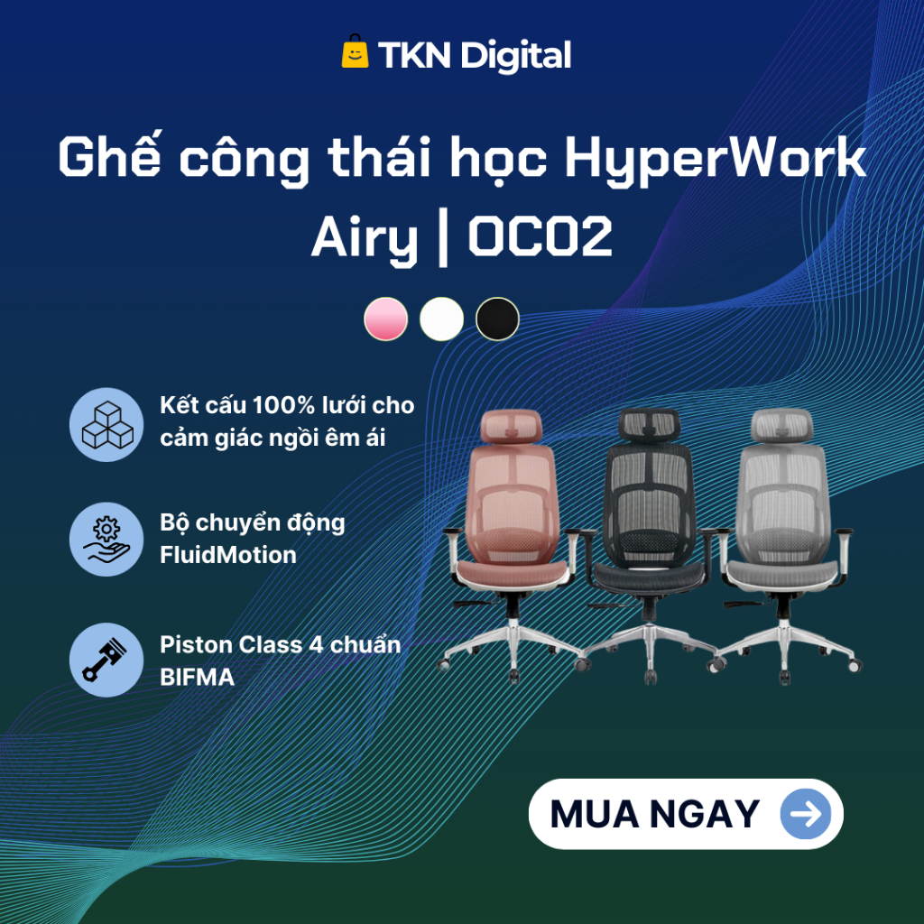 Ghế công thái học HyperWork Airy HPW OC02 (Đen/ Trắng/Hồng) - Hàng ...