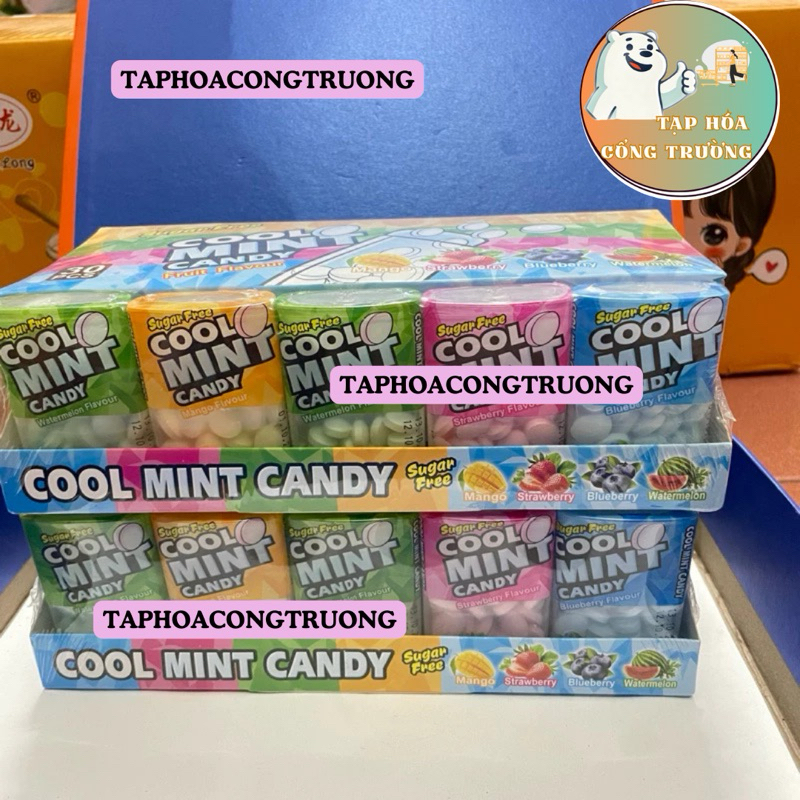 Hộp 30 hũ kẹo ngậm Cool mint candy mix vị hoa quả, kẹo cool mint siêu ...
