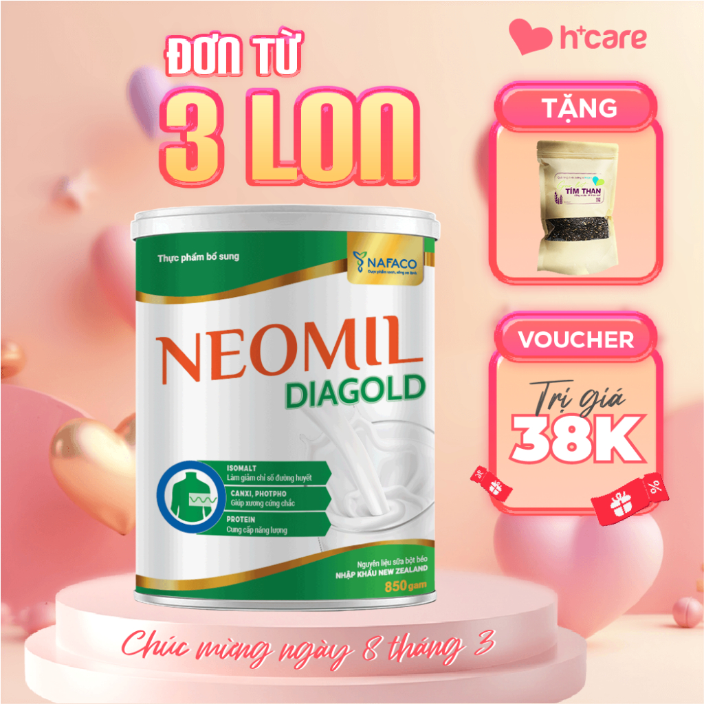 Sữa bột cho người Tiểu Đường Nafaco Neomil Diagold 850g ổn định đường huyết & phòng ngừa biến ...