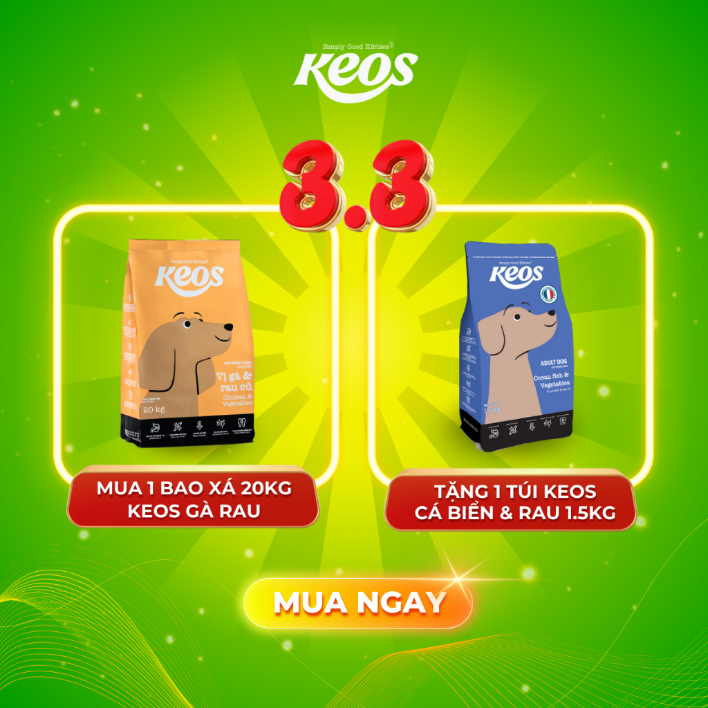 [Mua 1 tặng 1] Thức ăn chó Keos vị gà và rau củ (bao xá 20kg) | Shopee Việt Nam