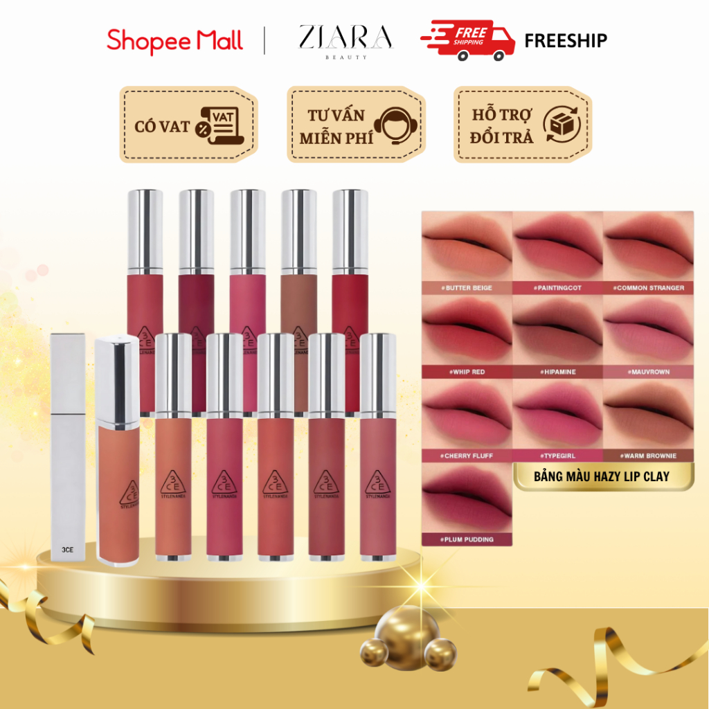 Son Kem 3CE Hazy Lip Clay 4g - Hàng Công Ty Có Tem Phụ | Shopee Việt Nam