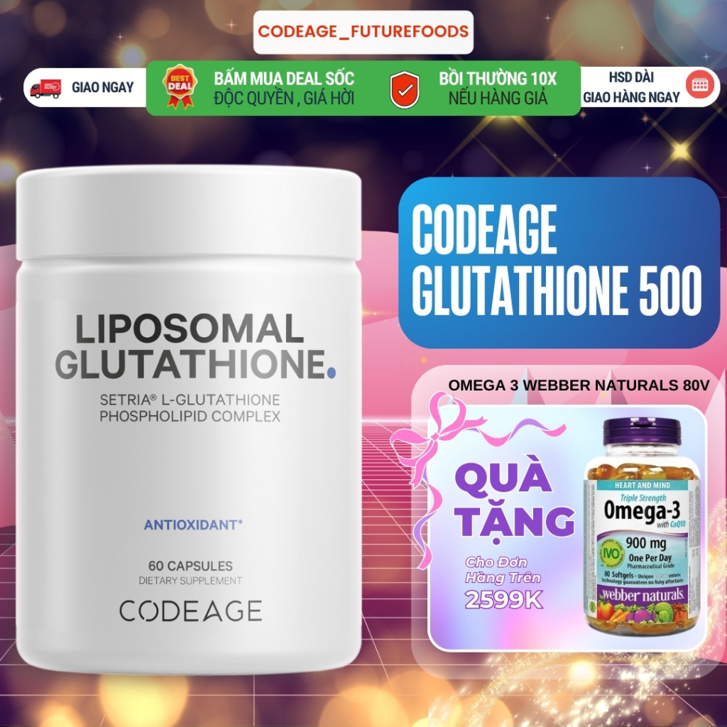 Viên Uống Trắng Da CODEAGE Glutathione Liposomal 500mg và 1000mg, Chống ...