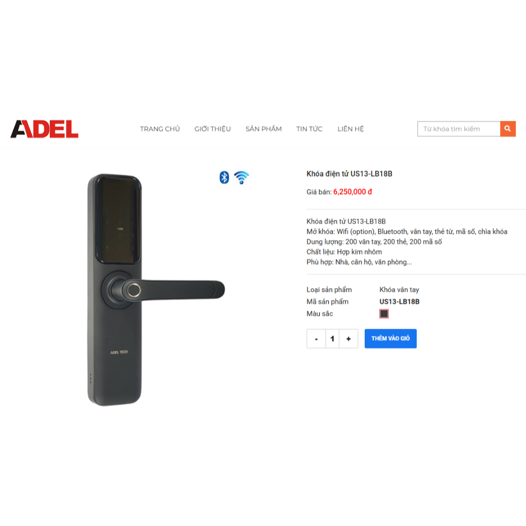 Khóa điện tử ADEL TECH cửa gỗ model US13-LB18B | Shopee Việt Nam