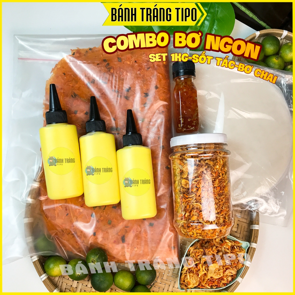 COMBO BƠ NGON - Bánh Tráng Phơi Sương Dẻo Mềm - Bơ Béo Ngon - Muối Tép ...