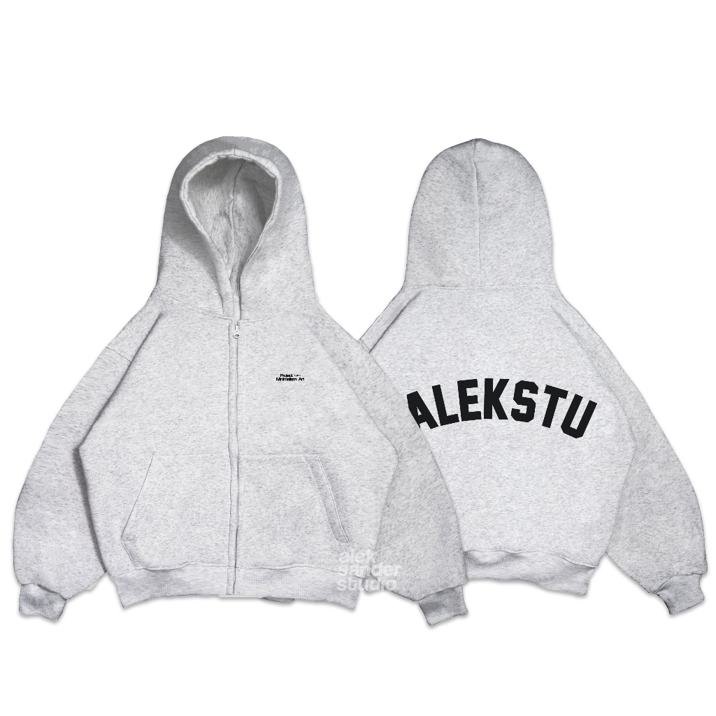 ÁO HODDIE ZIP BASIC UNISEX "HAZEL" MÀU XÁM FORM BOXY | ALEKSTUDIO ...