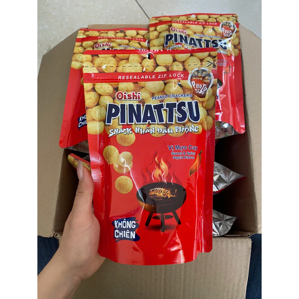 Snack nhân đậu phộng Pinattsu Oishi gói 85g | Shopee Việt Nam