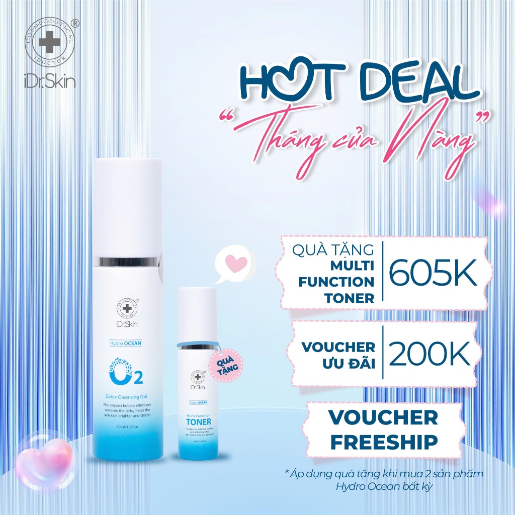 [iDr.Skin Chính Hãng] Sữa rửa mặt Hydro Ocean O2 Detox Cleansing Gel sạch sâu | Shopee Việt Nam