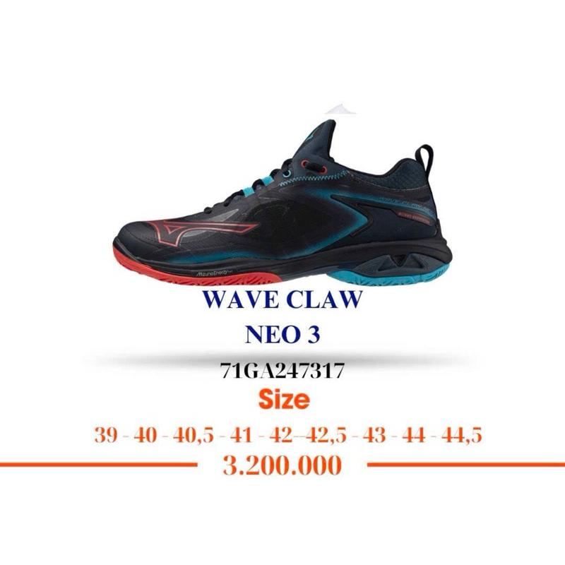 Giày cầu lông mizuno wave claw neo 3 chính hãng pack mới 2025 (Tặng kèm ...