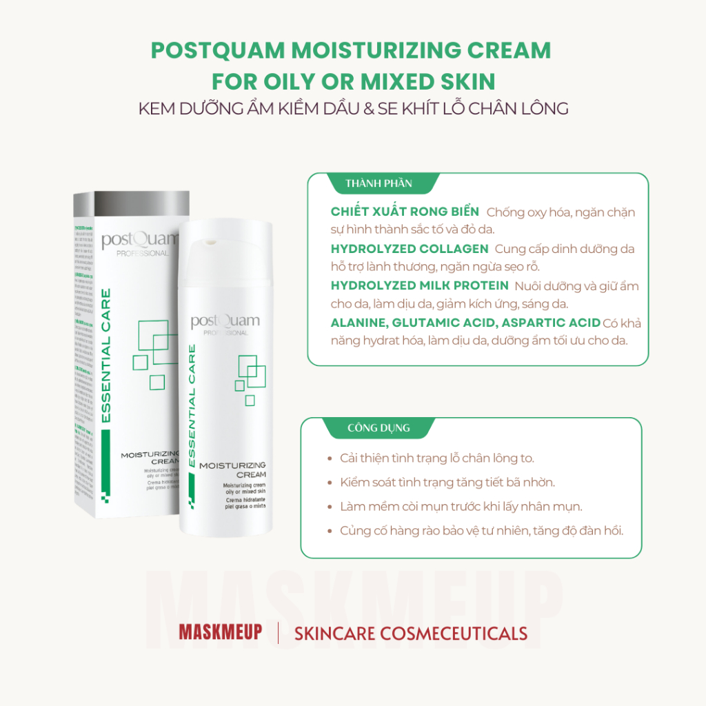 Kem dưỡng ẩm giảm mụn kiềm dầu, se khít lỗ chân lông Moisturizing Cream ...