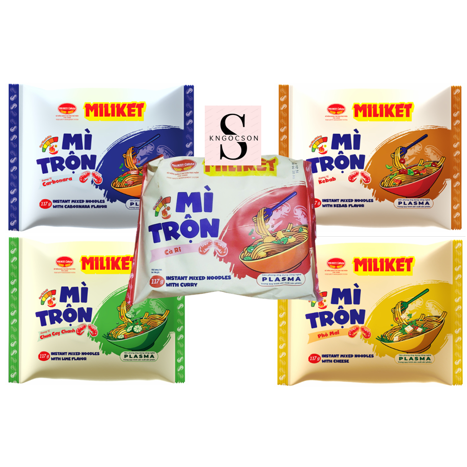 Mì trộn Miliket vị Carbonara / Chanh chua cay / Phô mai / Kebab / Kim chi / Cà ri 117g | Shopee ...