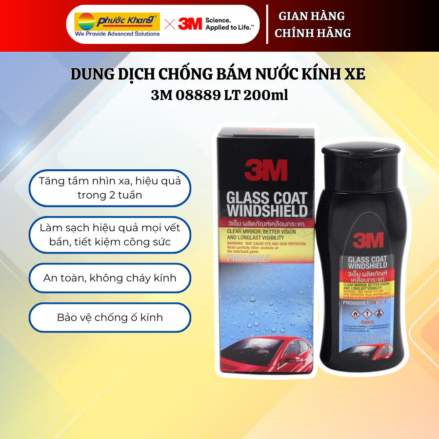 Dung dịch chống bám nước kính xe 3M 08889 LT 200ml | Shopee Việt Nam