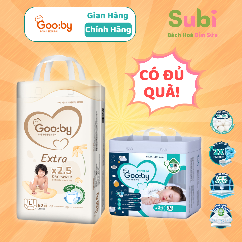 [Có Đủ Quà] Tã Bỉm Quần/Dán Gooby Hàn Quốc Ngày/Đêm, Extra/Premium ...