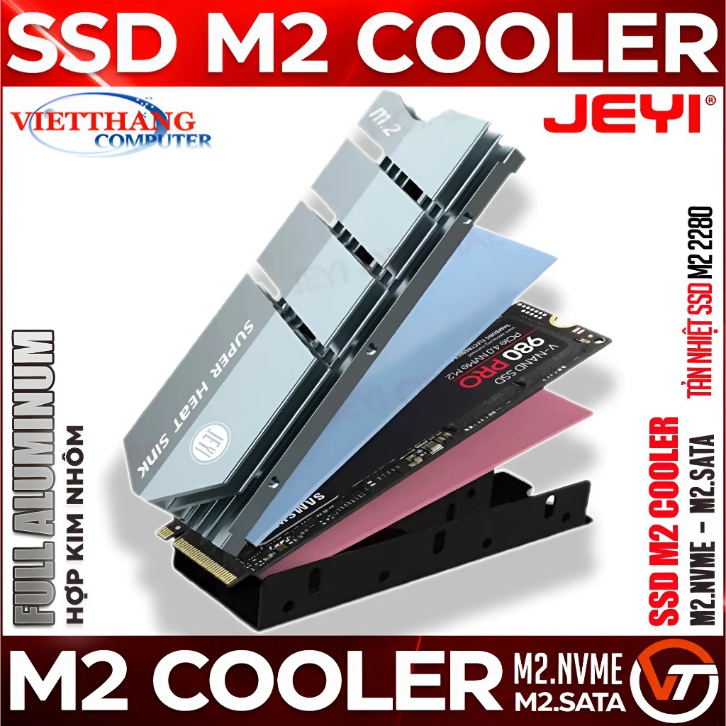 Tản Nhiệt SSD Jeyi 3 Lớp SSD M2 ( M2.Nvme và M2.SATA ) Full Nhôm ...
