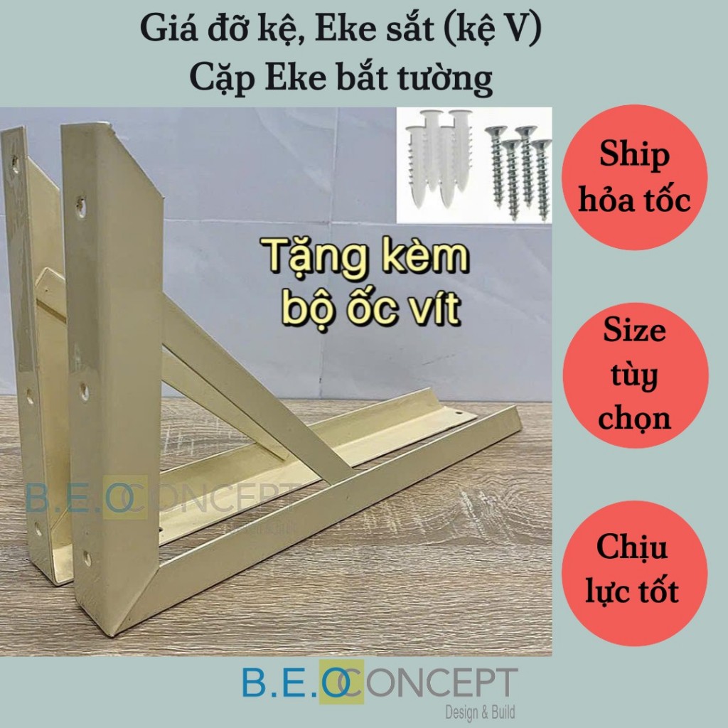 Giá đỡ kệ, Eke sắt (kệ V), góc vuông chữ L bắt tường loại tốt siêu chắc ...