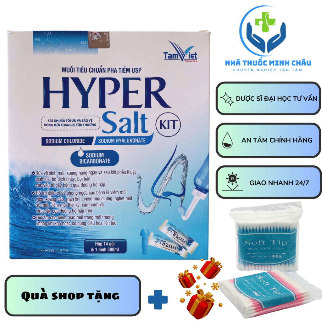 ( [CHÍNH HÃNG ) Muối rửa mũi xoang HYPER Salt KIT hộp 14 gói + 1 bình 300ml | Shopee Việt Nam