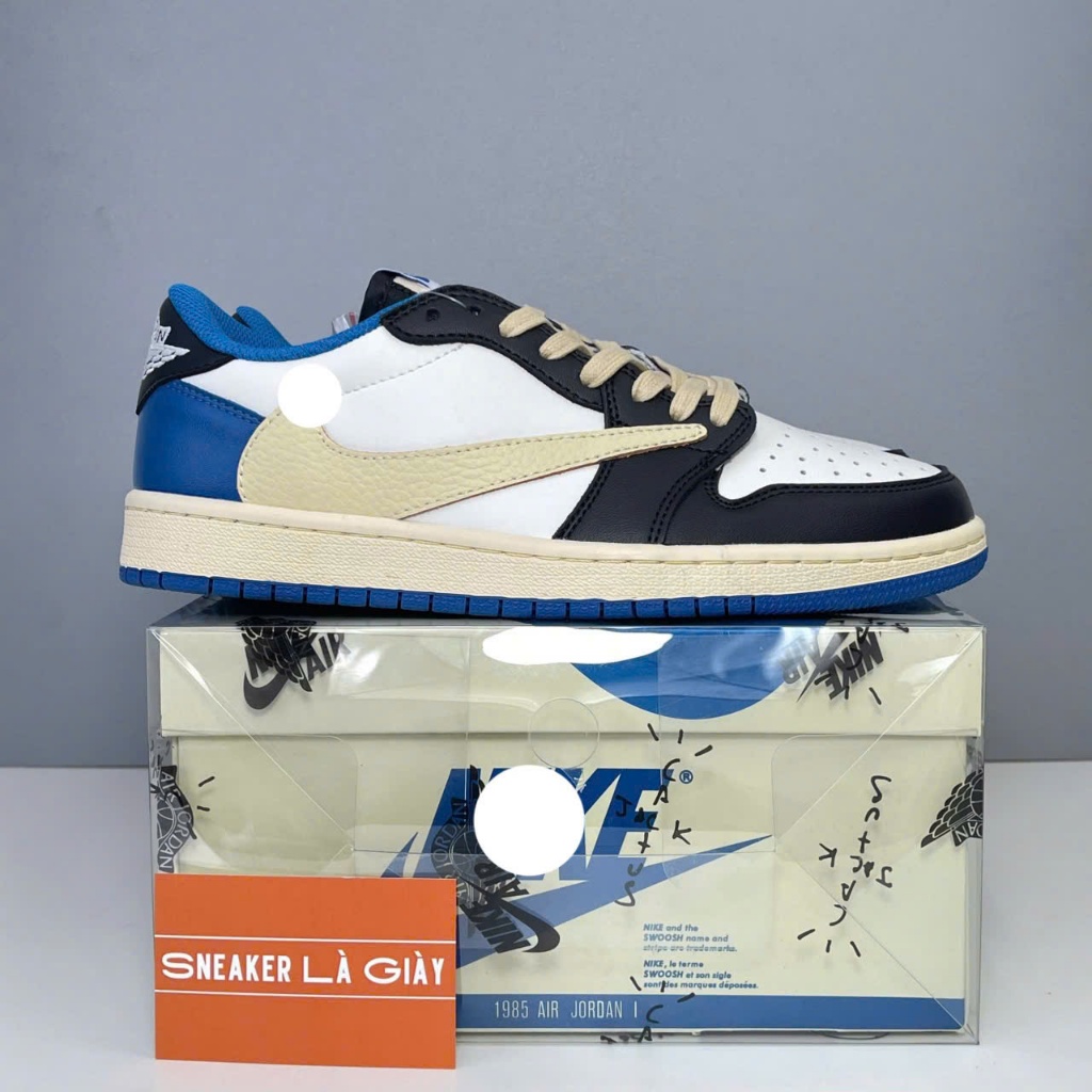 [Travis Scott] Giày sneaker cổ thấp nam nữ móc ngược màu trắng xanh ...