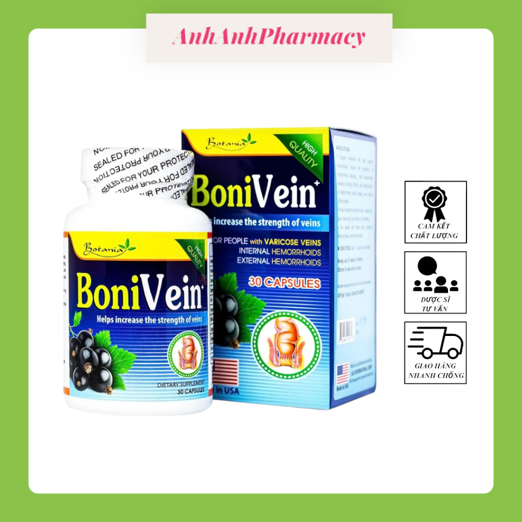 Viên uống BoniVein Botania hỗ trợ tăng sức bền của tĩnh mạch (30 viên ...