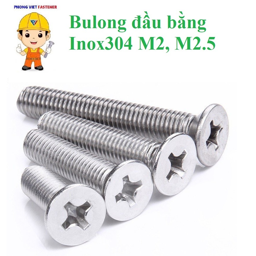 (INOX304) 10 cái M2,M2.5 vít pake đầu bằng inox304 M2,M2.5 | Shopee Việt Nam