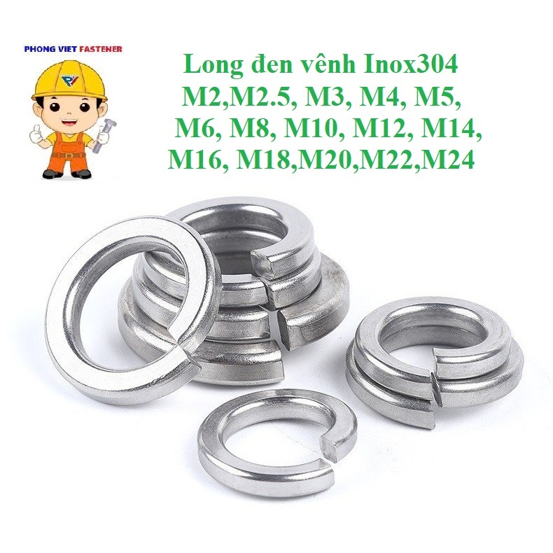 (INOX304 ) 10 Cái Long đen vênh INOX 304 M2-M24 | Shopee Việt Nam