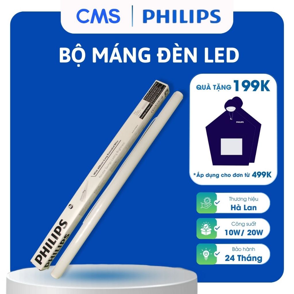 Bộ máng đèn LED Philips BN012C chính hãng, siêu sáng, chiều dài 1.2m, 0 ...